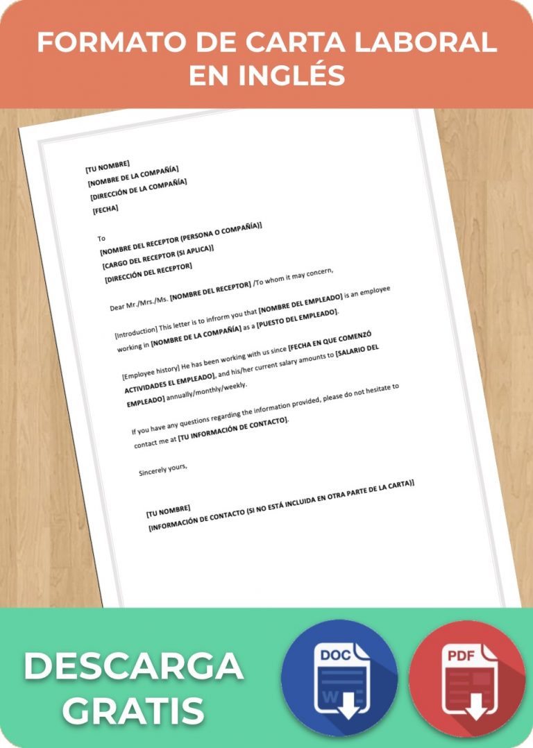 Carta Laboral en Inglés Ejemplos Word y