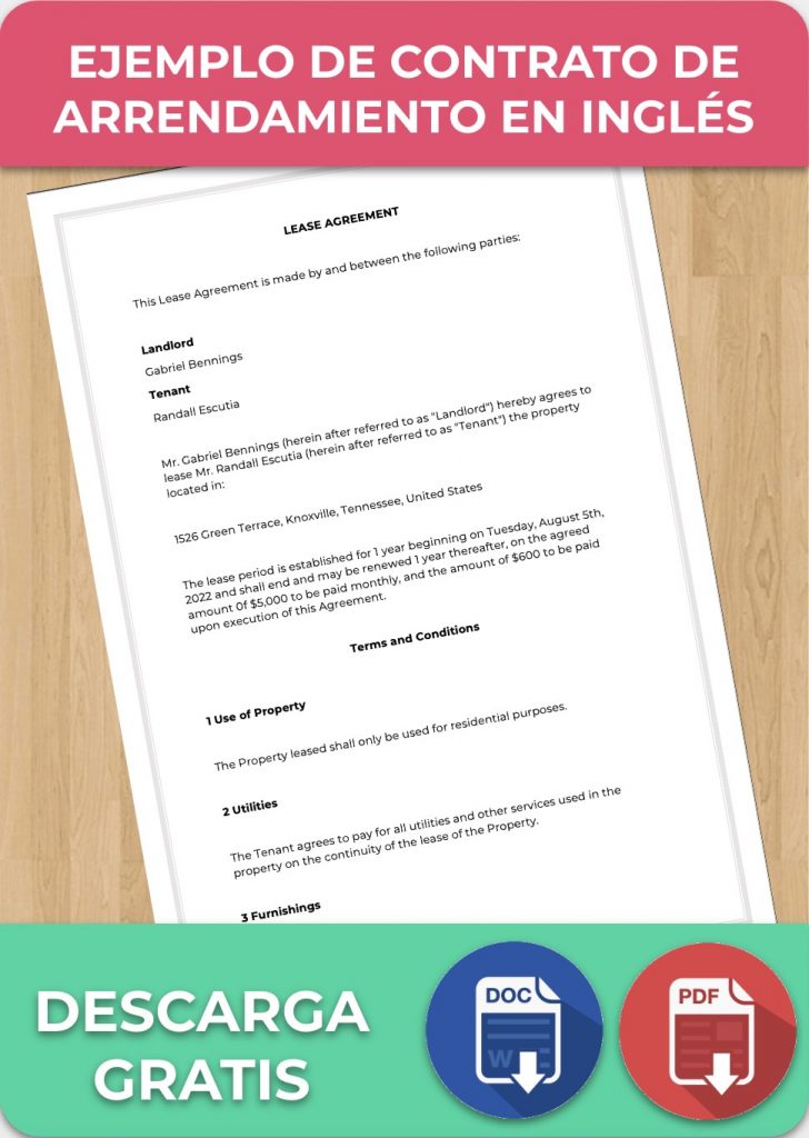 Contrato de Arrendamiento en Inglés Ejemplos Word y