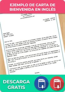 Carta de Bienvenida en Inglés Ejemplos Word y