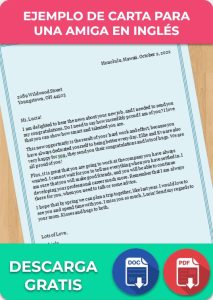 Carta para una amiga en inglés Ejemplos Word y