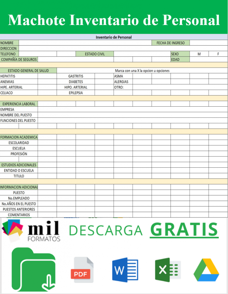 Machote Inventario De Personal Milformatos Com Riset