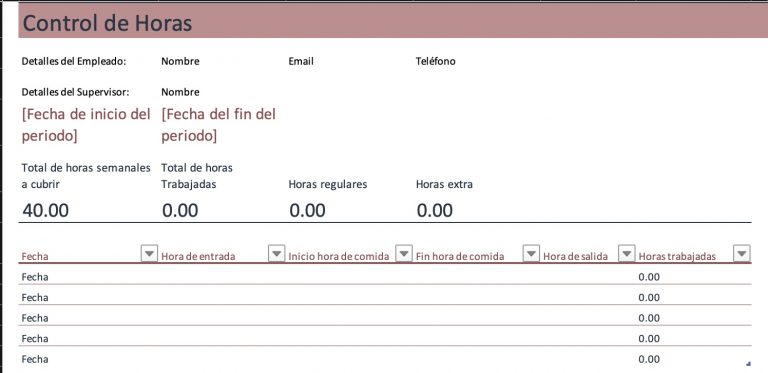 Control de Horas » Ejemplos y Formatos Excel, Word, PDF【2026