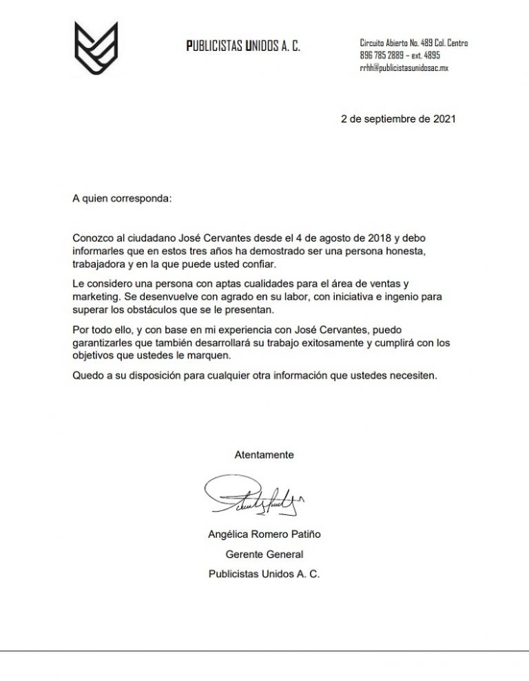 Imágenes de una Carta Formal | Ejemplos » Milformatos.com