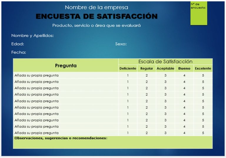 Encuesta de Satisfacción » Ejemplos y Formatos Excel, Word【2025 Encuesta de Satisfacción » Ejemplos y Formatos Excel, Word【2025