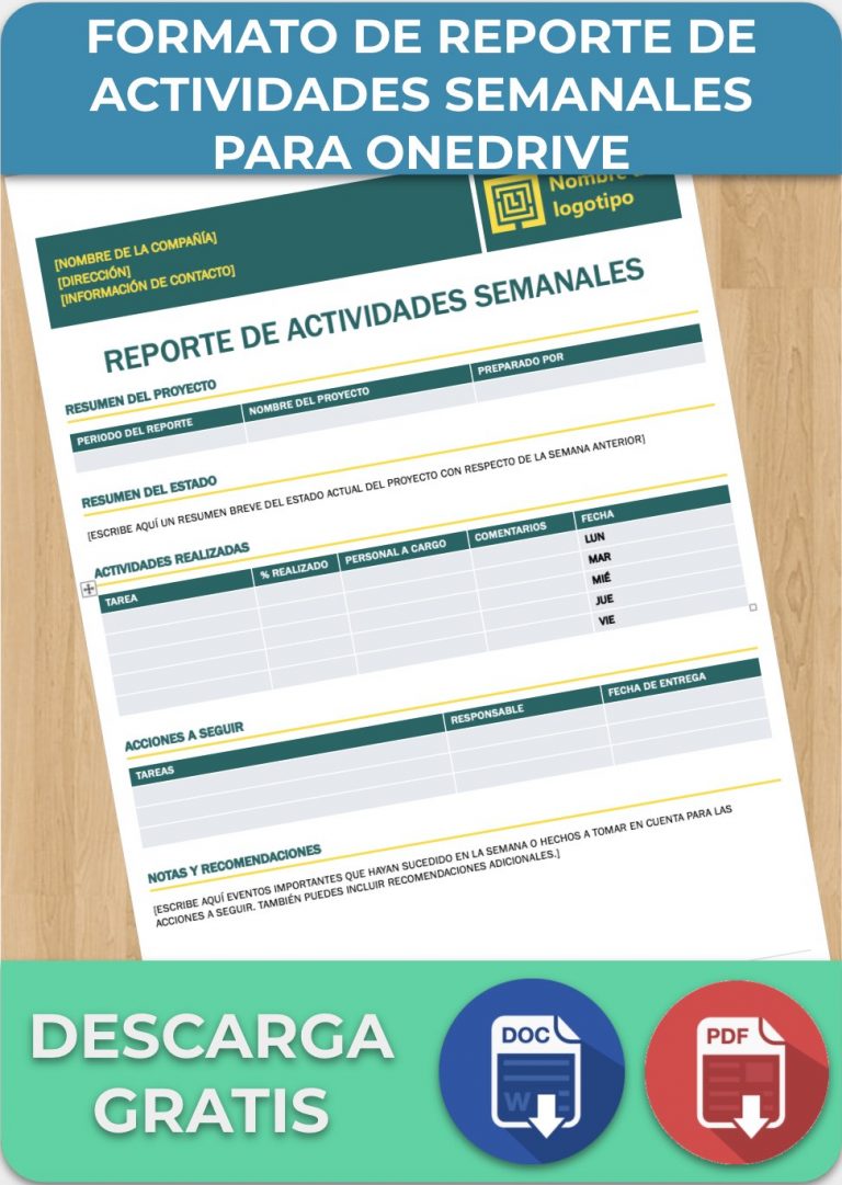 Reporte de Actividades Semanales Ejemplos, Formatos Word, Excel