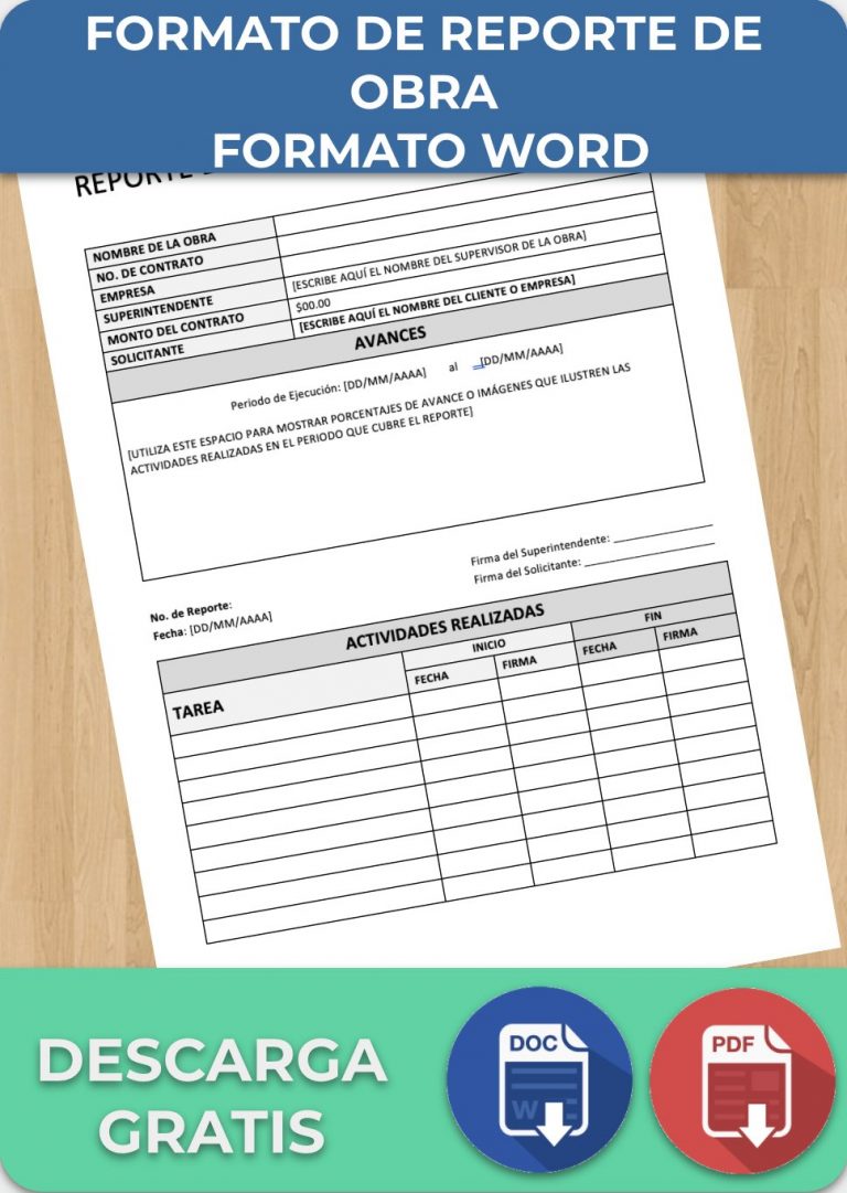 Reporte de Obra Ejemplos, Formatos Word, Excel