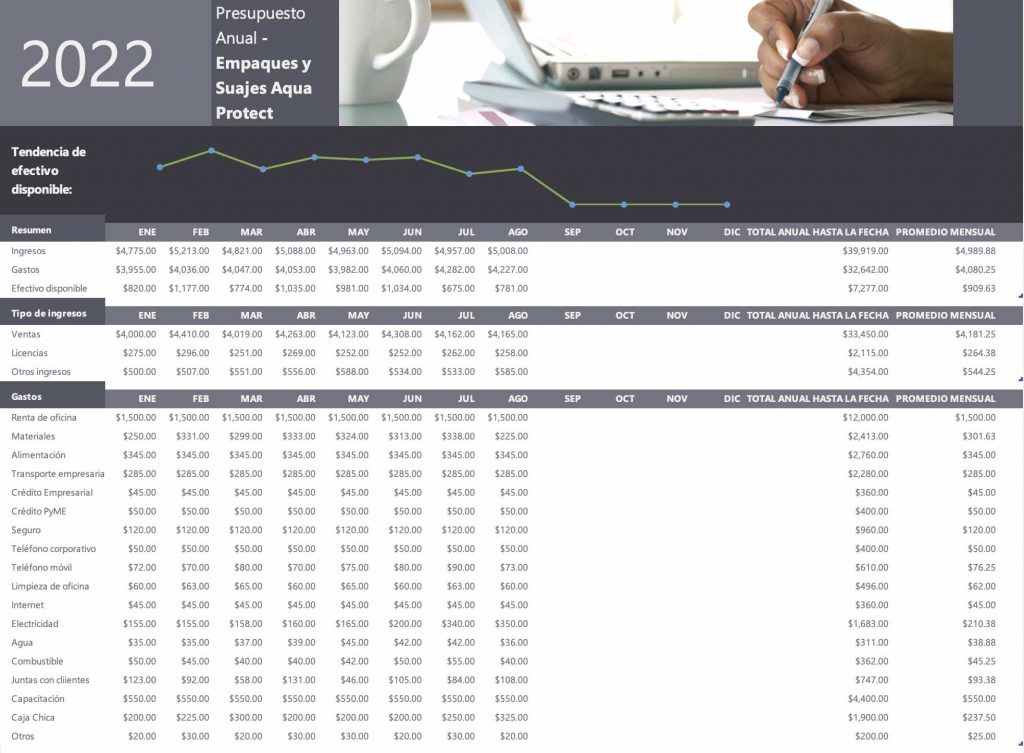 Presupuesto Anual Ejemplos, Formatos Word, Excel