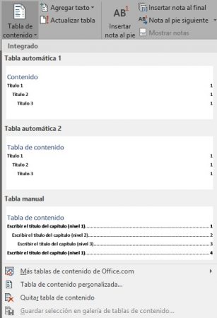 Tabla de contenidos en Word Ejemplos y Consejos