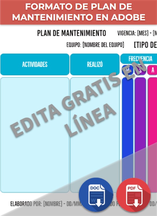 Plan de Mantenimiento » Ejemplos y Formatos Excel, Word, PDF【2025 Plan de Mantenimiento » Ejemplos y Formatos Excel, Word, PDF【2025